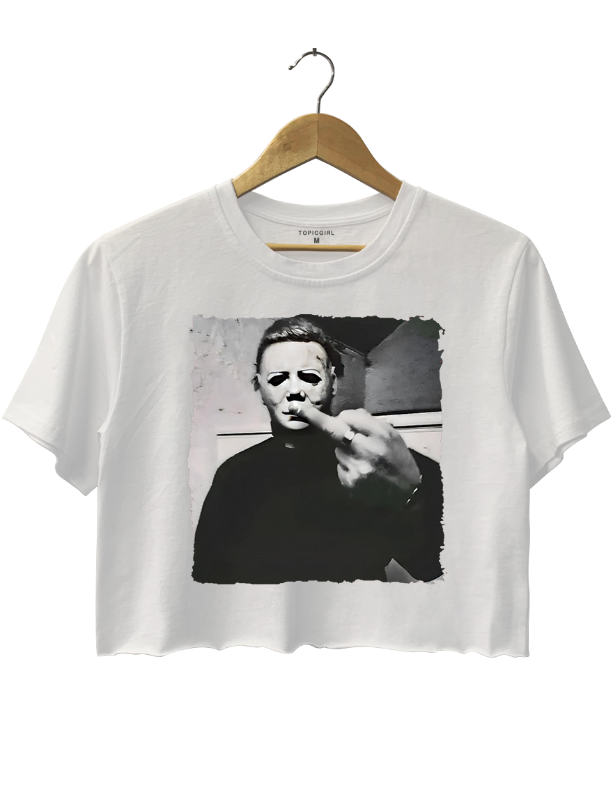 Michael Myers Middle Finger Crop Top – topicgirl